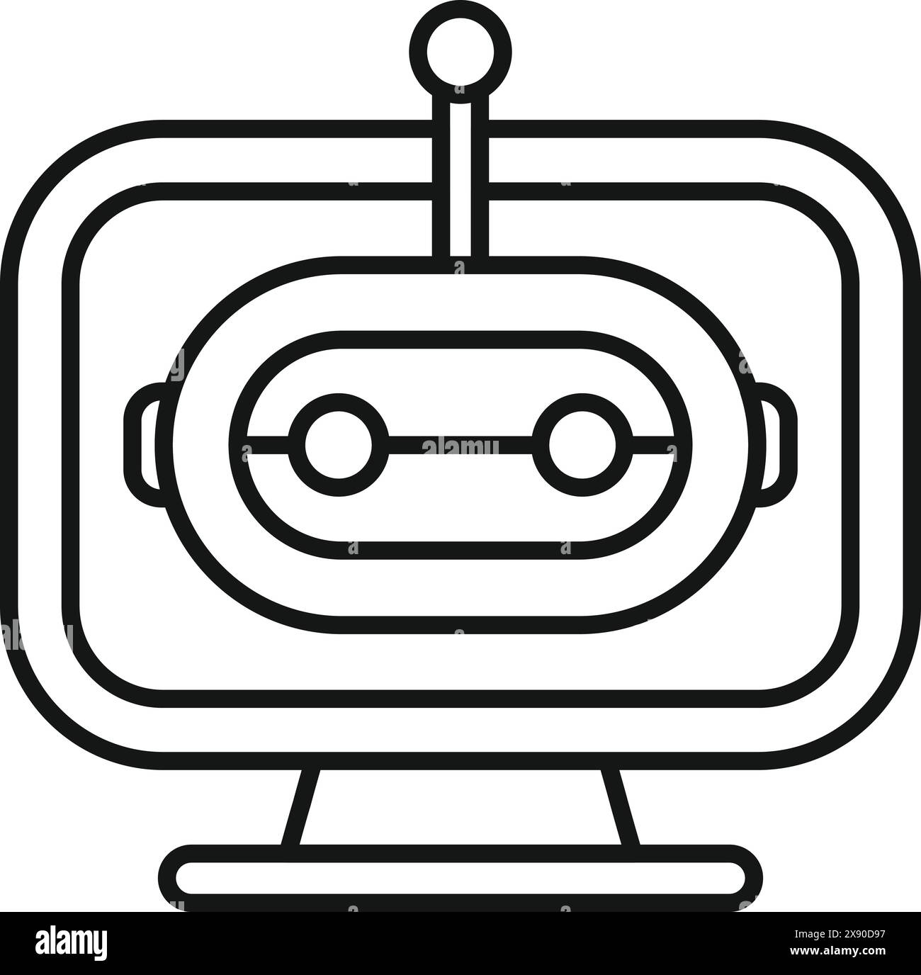 Line art illustration of a friendly cartoon robot face displayed on a ...