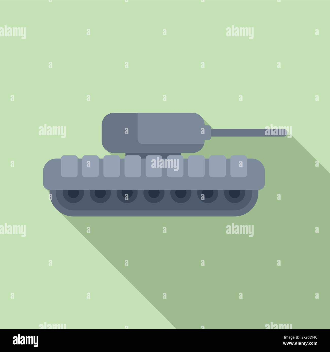 Minimalistic flat design of a military tank on a green background ...