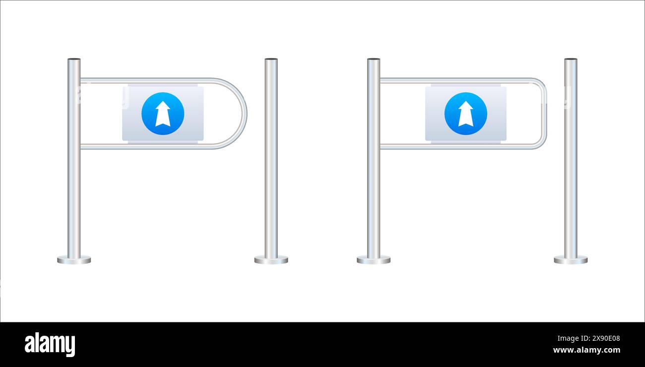 Shop entrance gate icon. Security turnstile gates with directional and ...