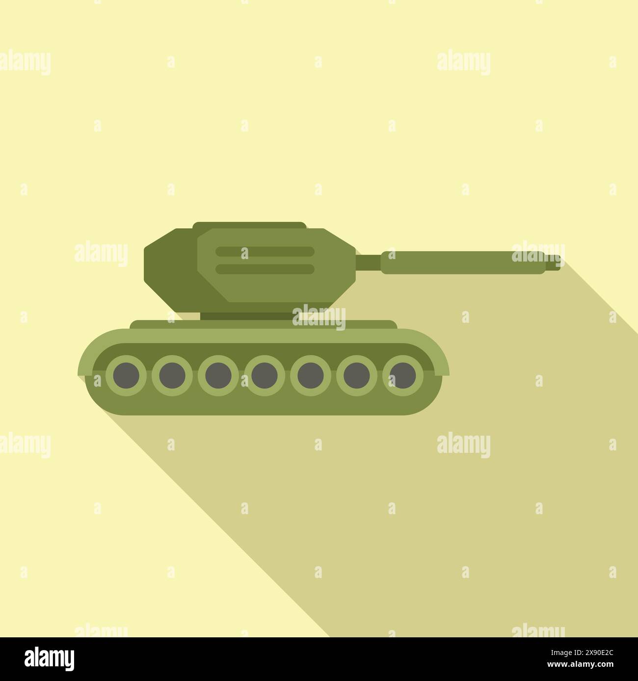 Flat design illustration of a green cartoon military tank isolated on a ...