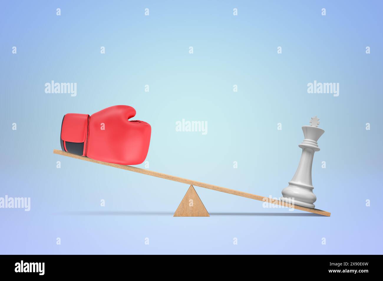 Chess king outweighed by a boxing glove scale Stock Photo - Alamy