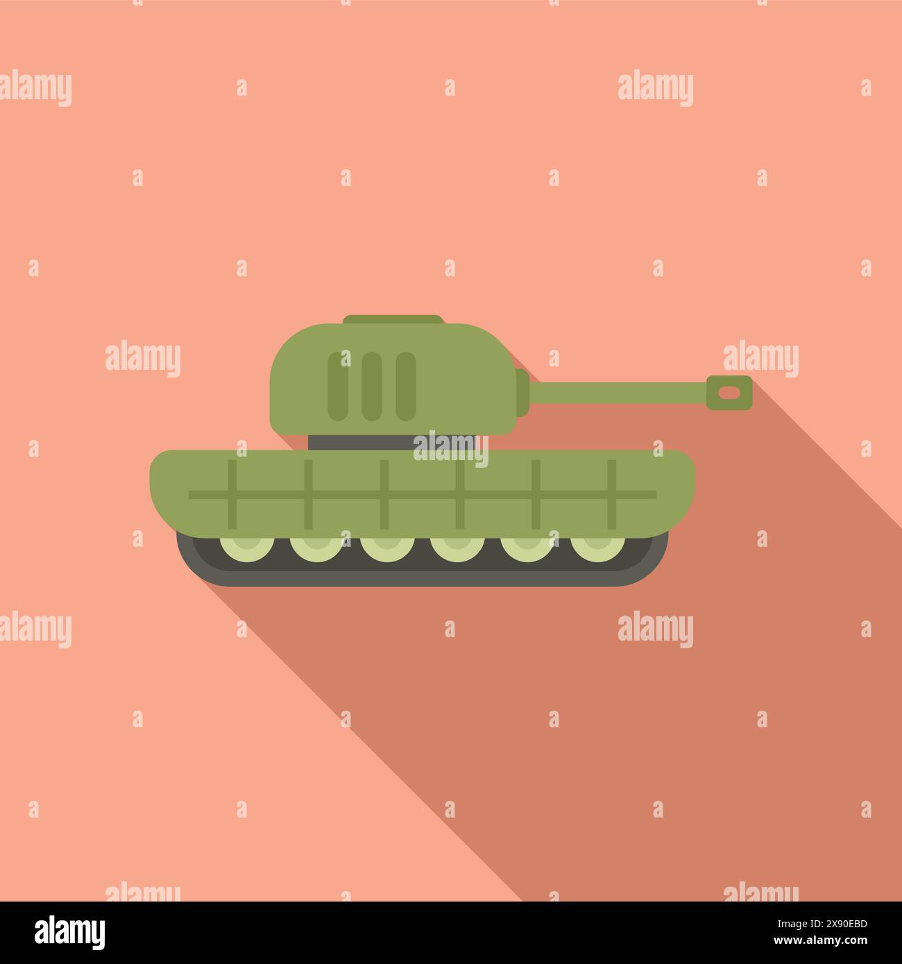 Simple illustration of a green military tank in flat design style ...