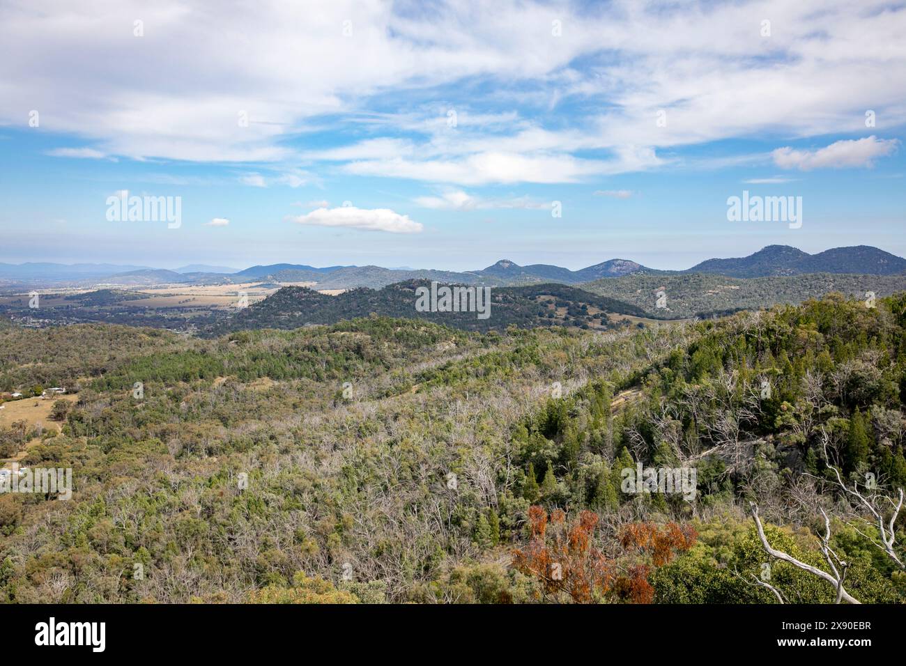 Moonbi lookout with aerial views across the australian landscape over ...