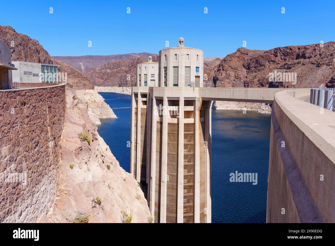 Massive Concrete Structures of the Hoover Dam, Including the Spillway ...