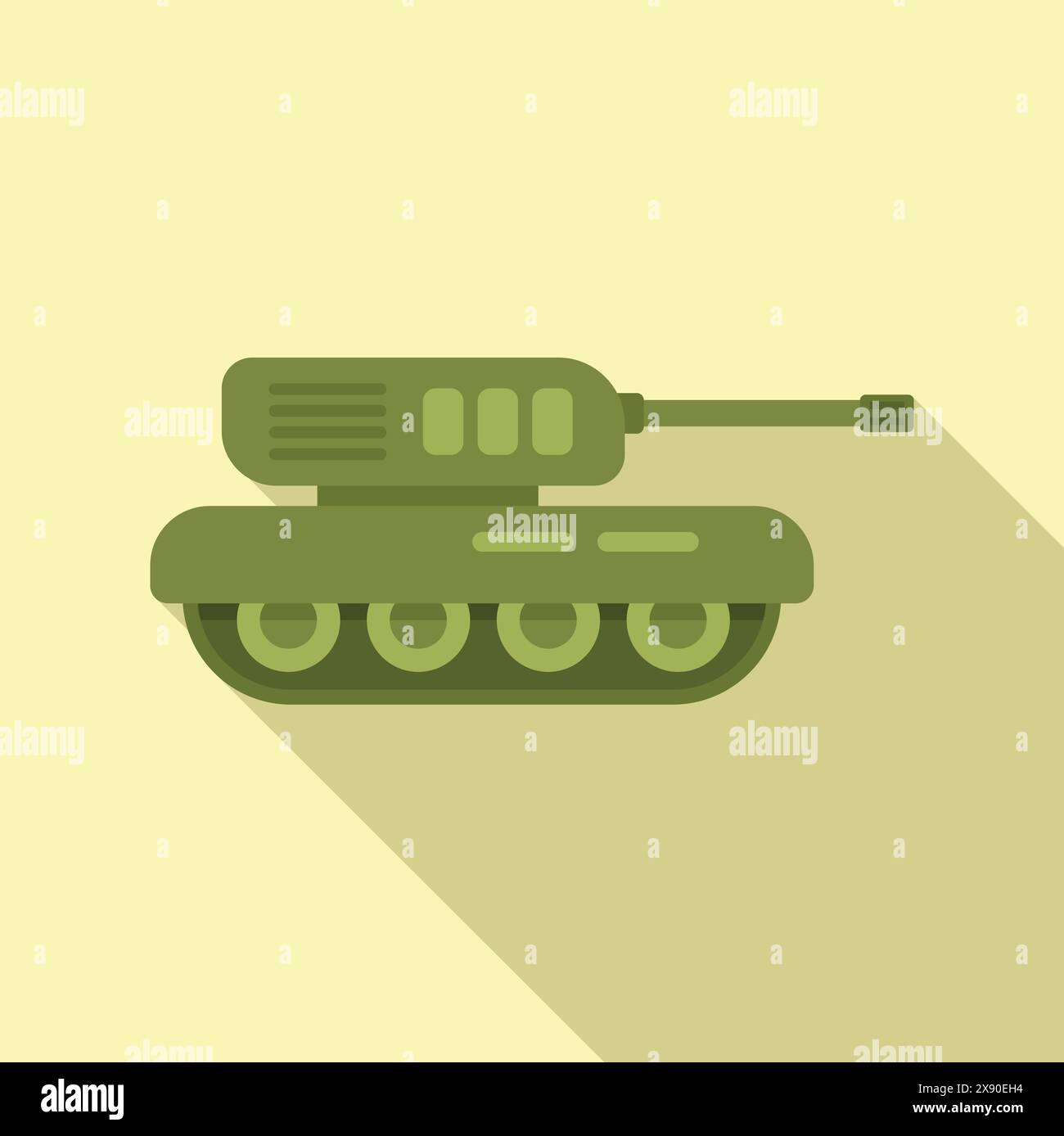 Simple illustration of a green military tank with a long barrel ...