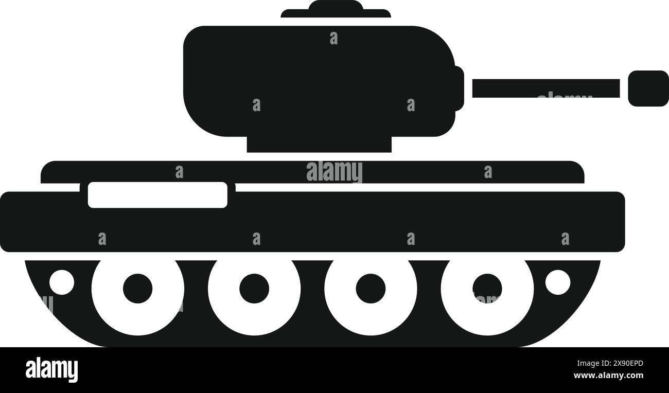 Simplified black silhouette of a military tank, suitable for icons or ...