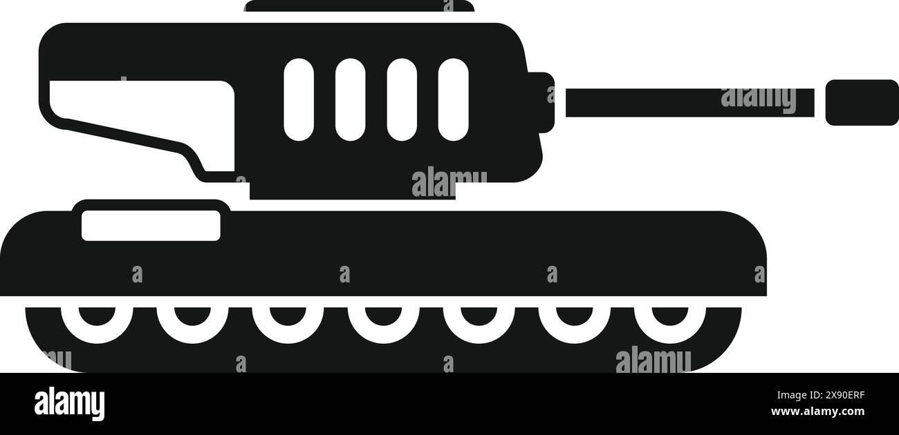 Detailed vector silhouette of a modern military tank, isolated on white ...