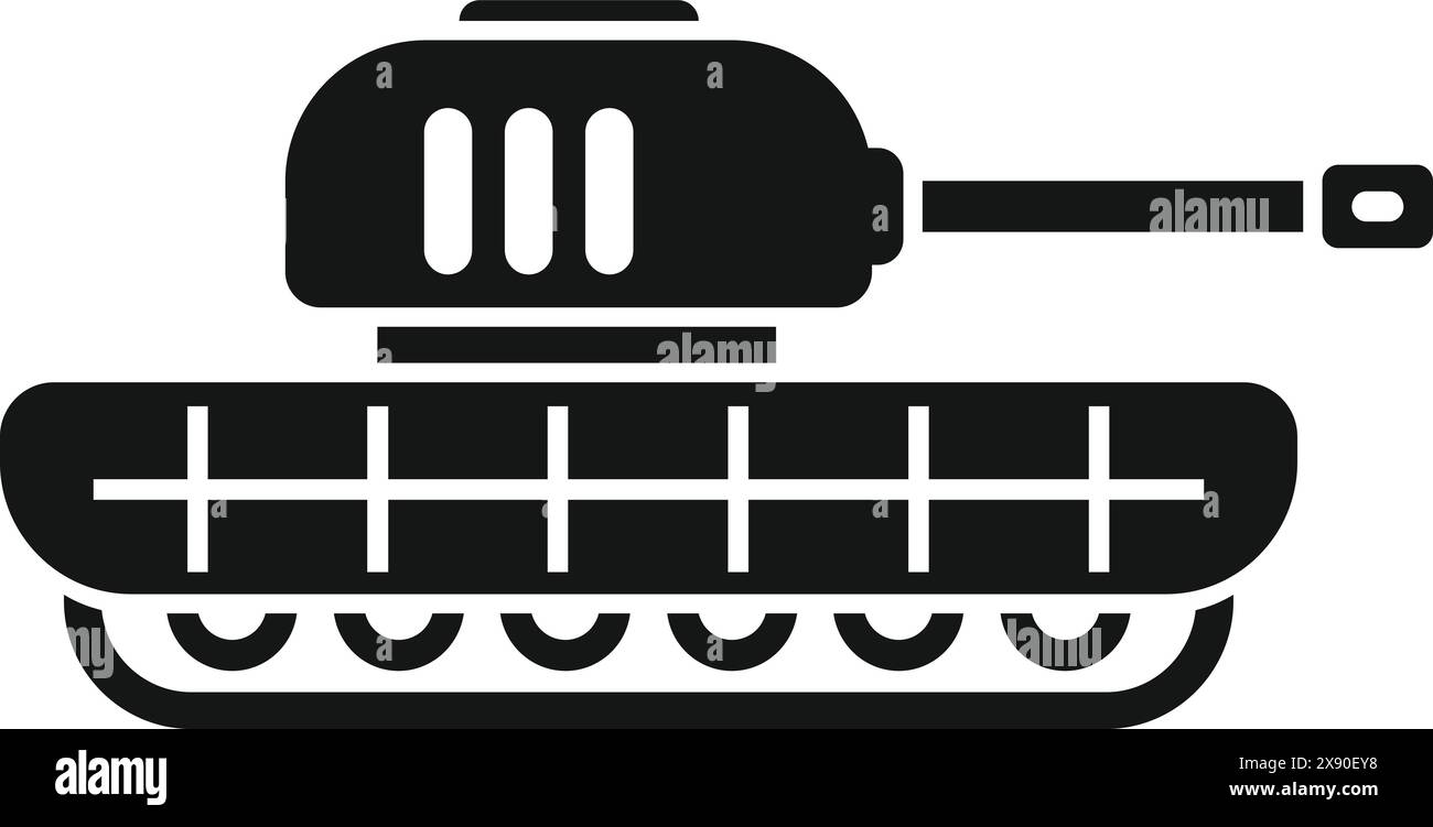 Vector military tank silhouette icon in black and white for army ...