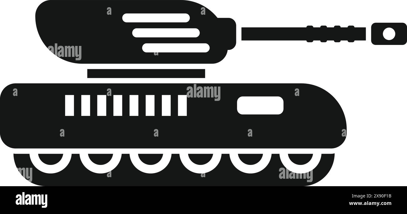 Bold, simple silhouette of a military tank, ideal for icons and ...
