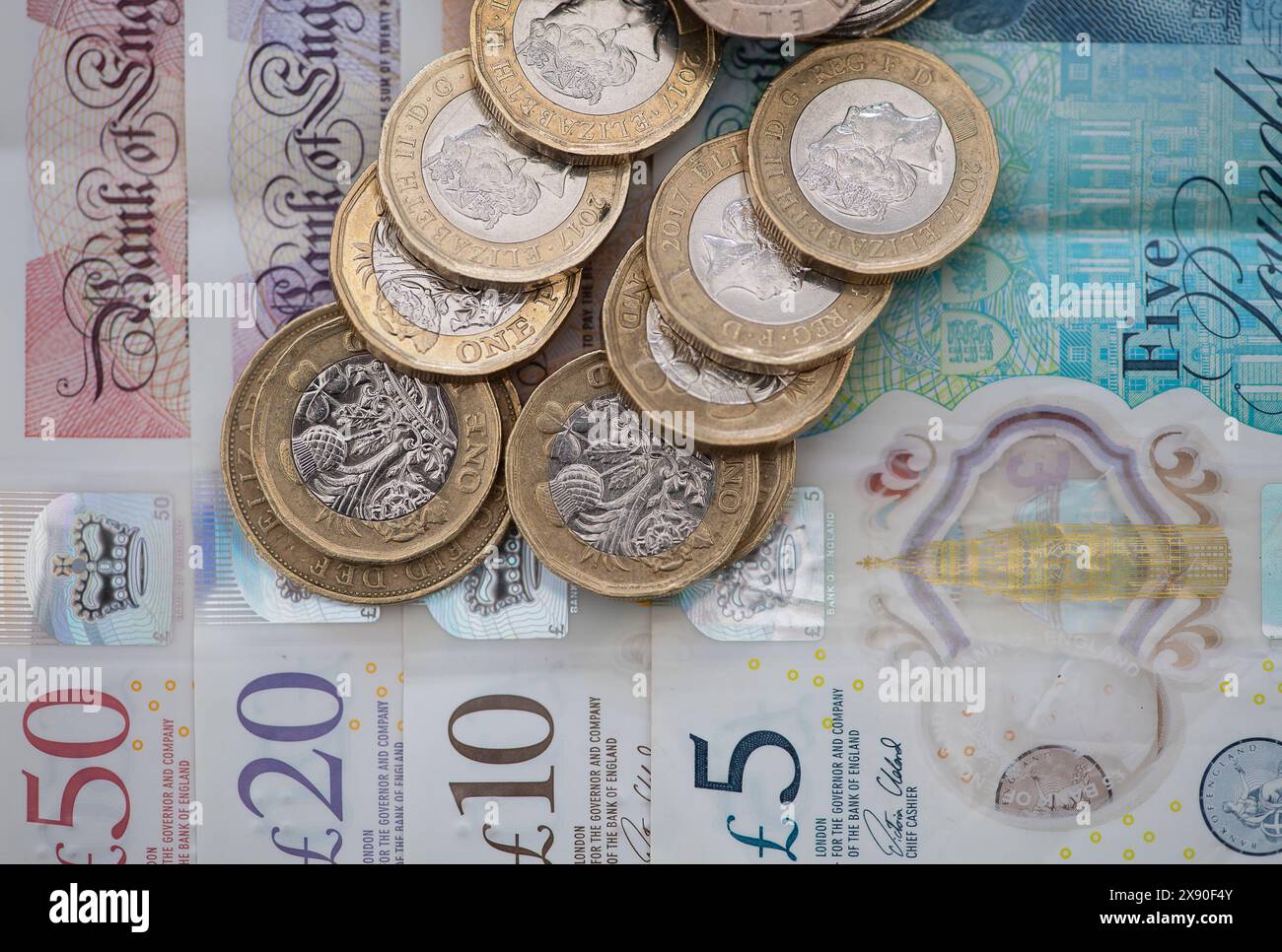 Sterling notes and coins. More and more people are now using credit and ...