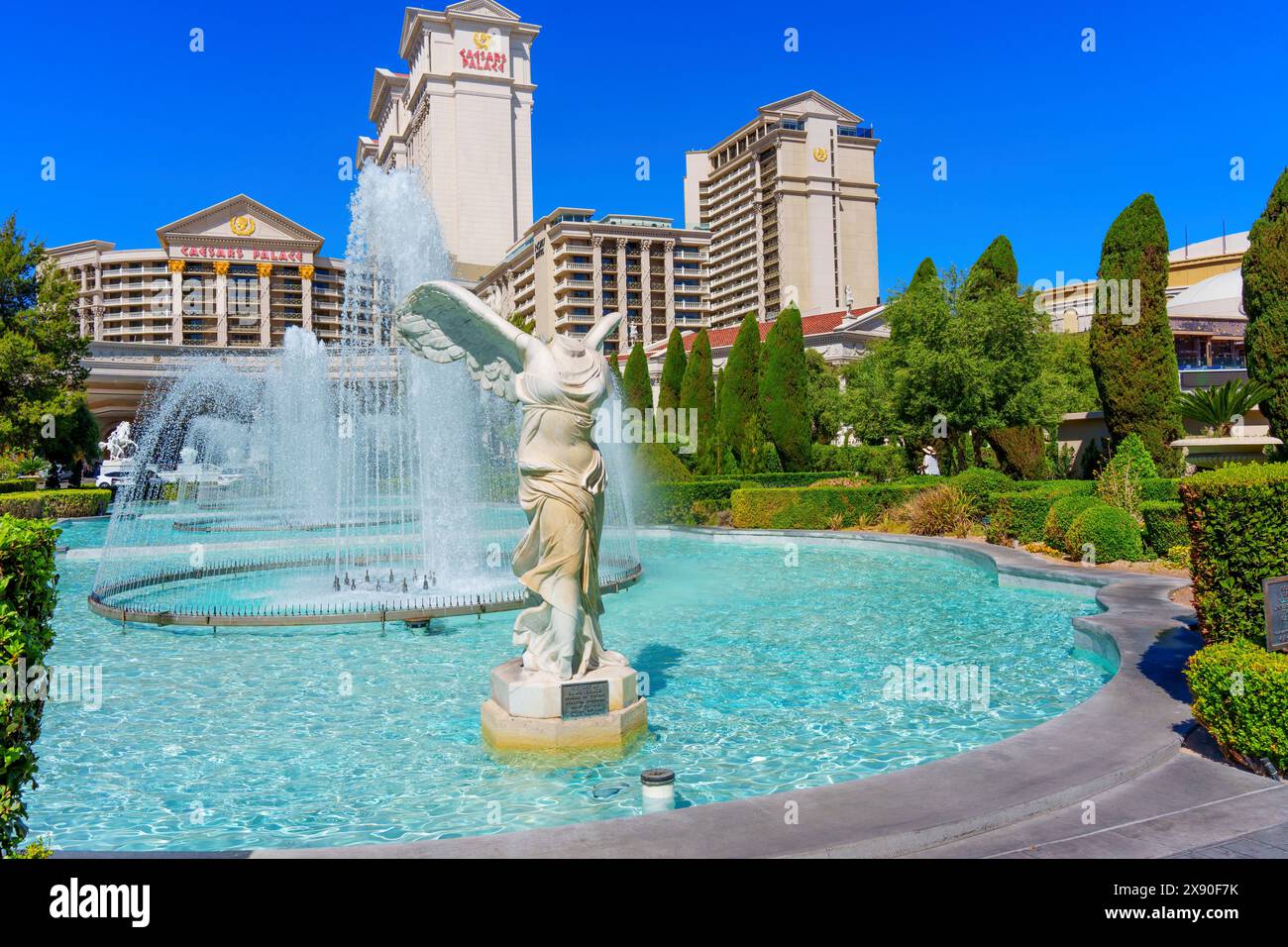 Las Vegas, Nevada - April 13, 2024: Water Fountain and the Winged Greek ...