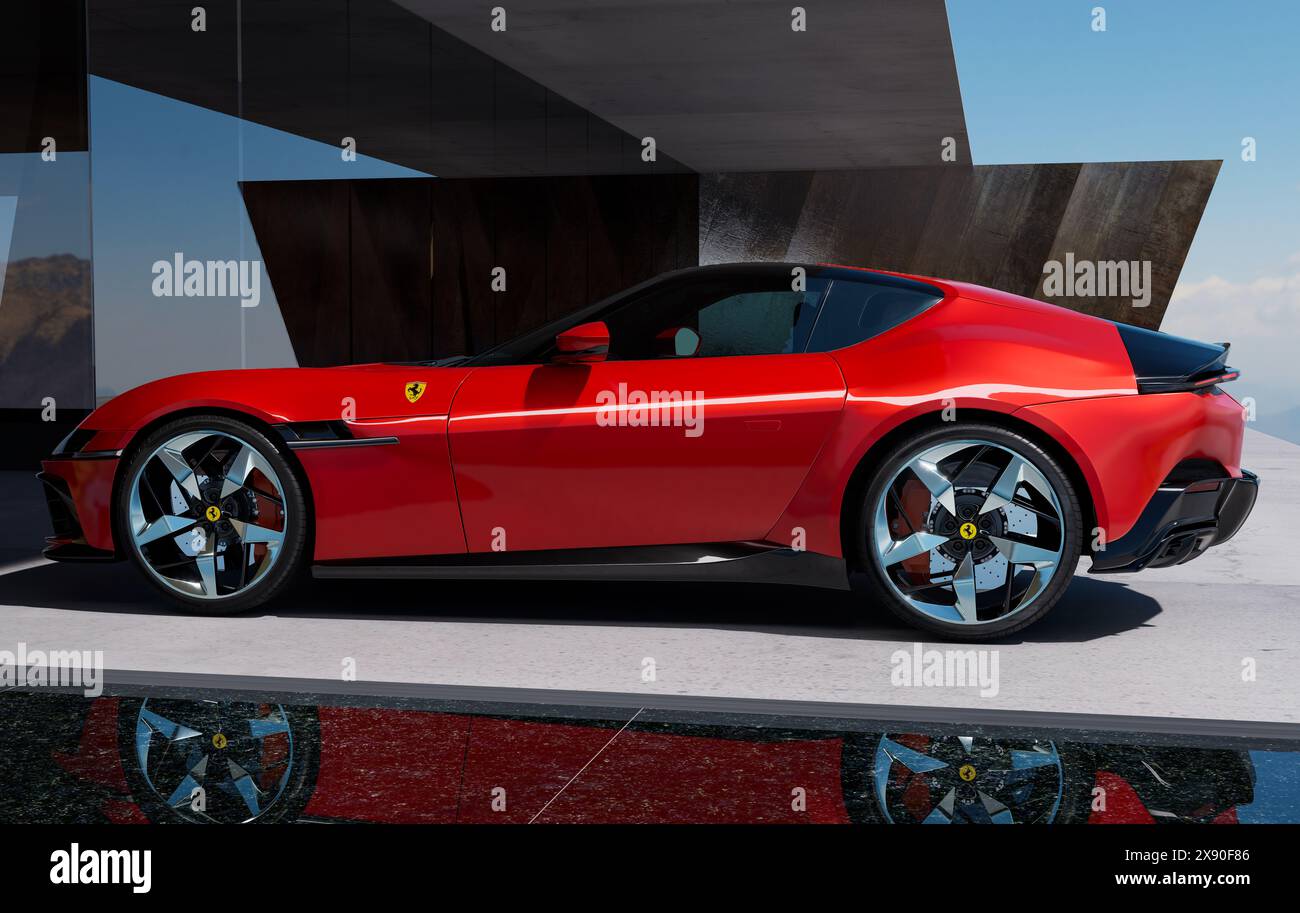 Ferrari 12 Cilindri. A tribute to automotive tradition Stock Photo - Alamy