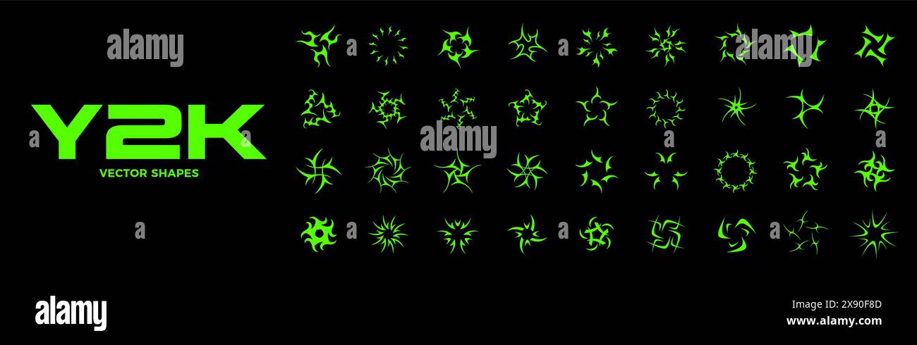 Y2K shapes set. Dark techno acid rave Stock Vector Image & Art - Alamy