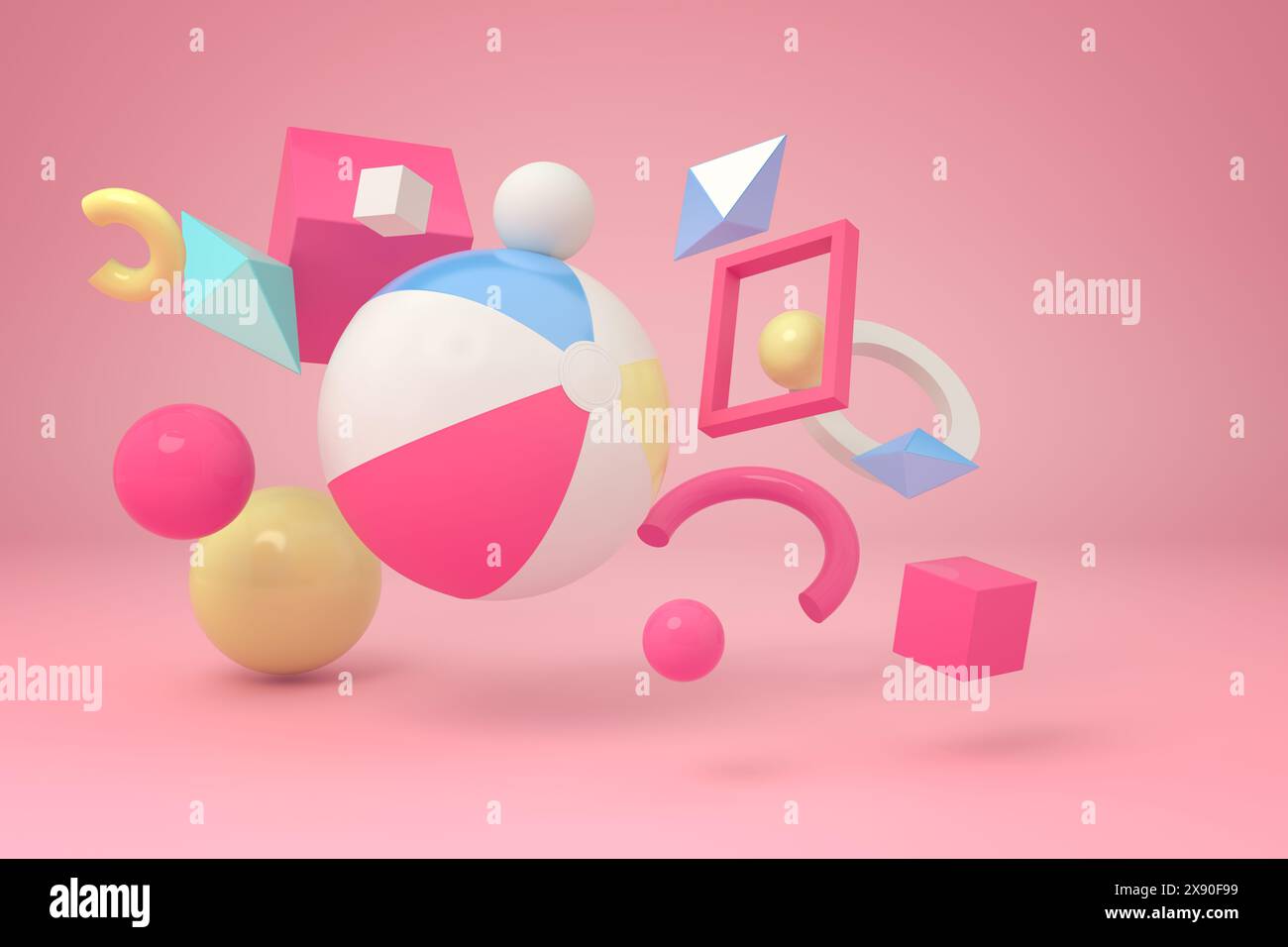 Beach ball floating with geometric shapes Stock Photo - Alamy