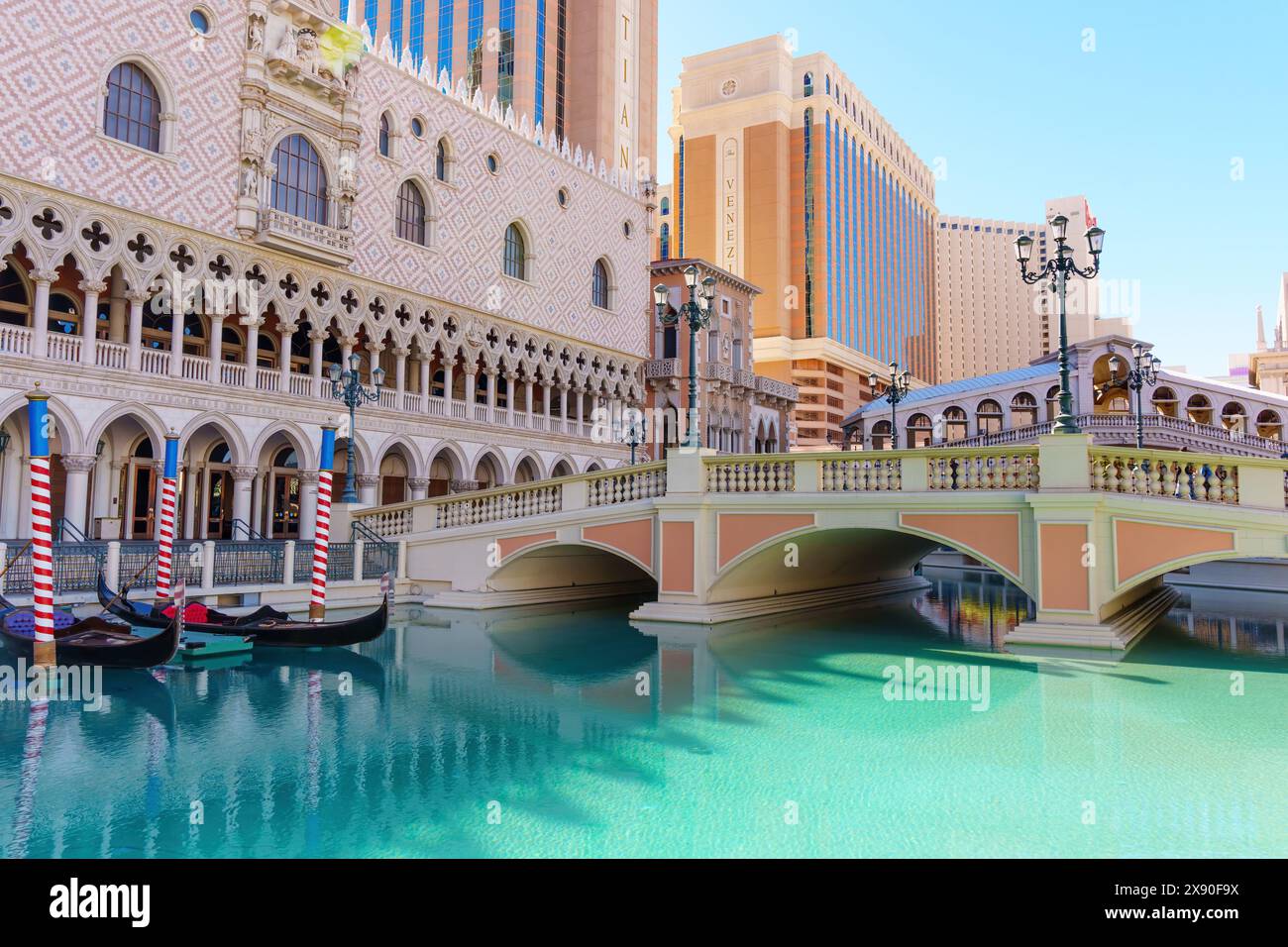 Las Vegas, Nevada - April 13, 2024: Facade and Bridge View of the Venetian Resort Seen Across ...