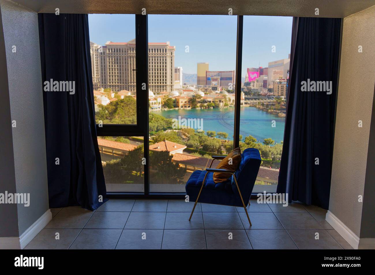 Las Vegas, Nevada - April 14, 2024: Bellagio Fountains Lake Daytime View from a Hotel Room Stock ...