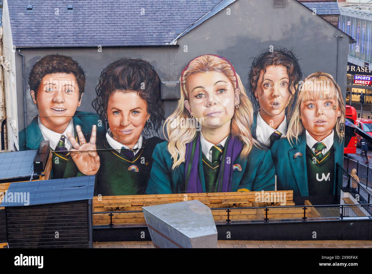 Derry Girls mural, Derry Londonderry, Ireland Stock Photo - Alamy