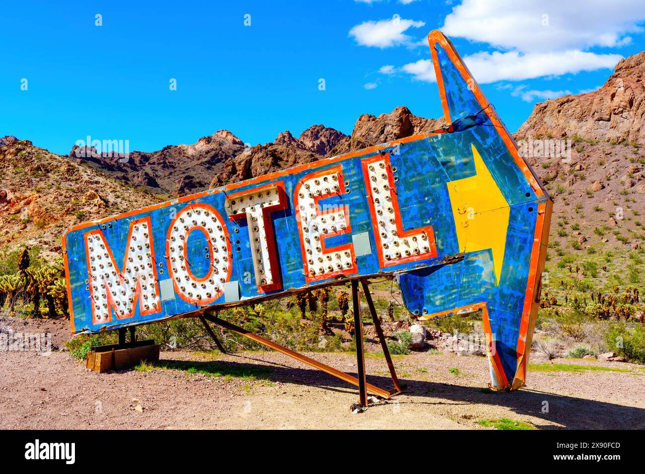 Nelson, Nevada - April 15, 2024: Old, weathered motel sign stands as a ...