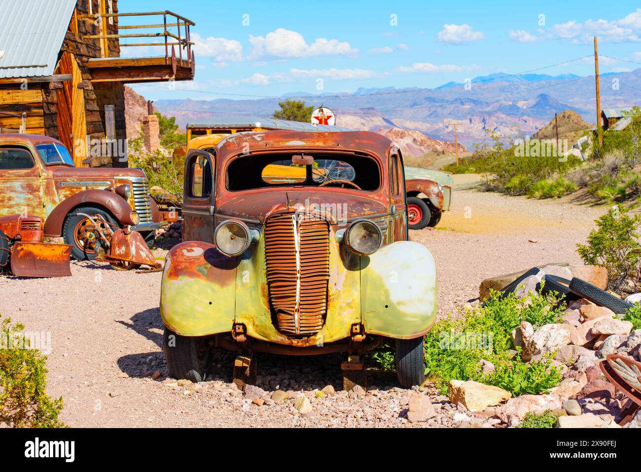 Nelson, Nevada - April 15, 2024: Rusted classic car in the setting of ...