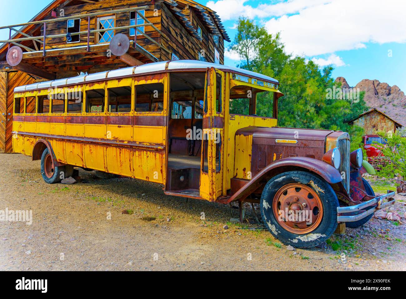 Nelson, Nevada - April 15, 2024: Rusty vintage school bus stands ...