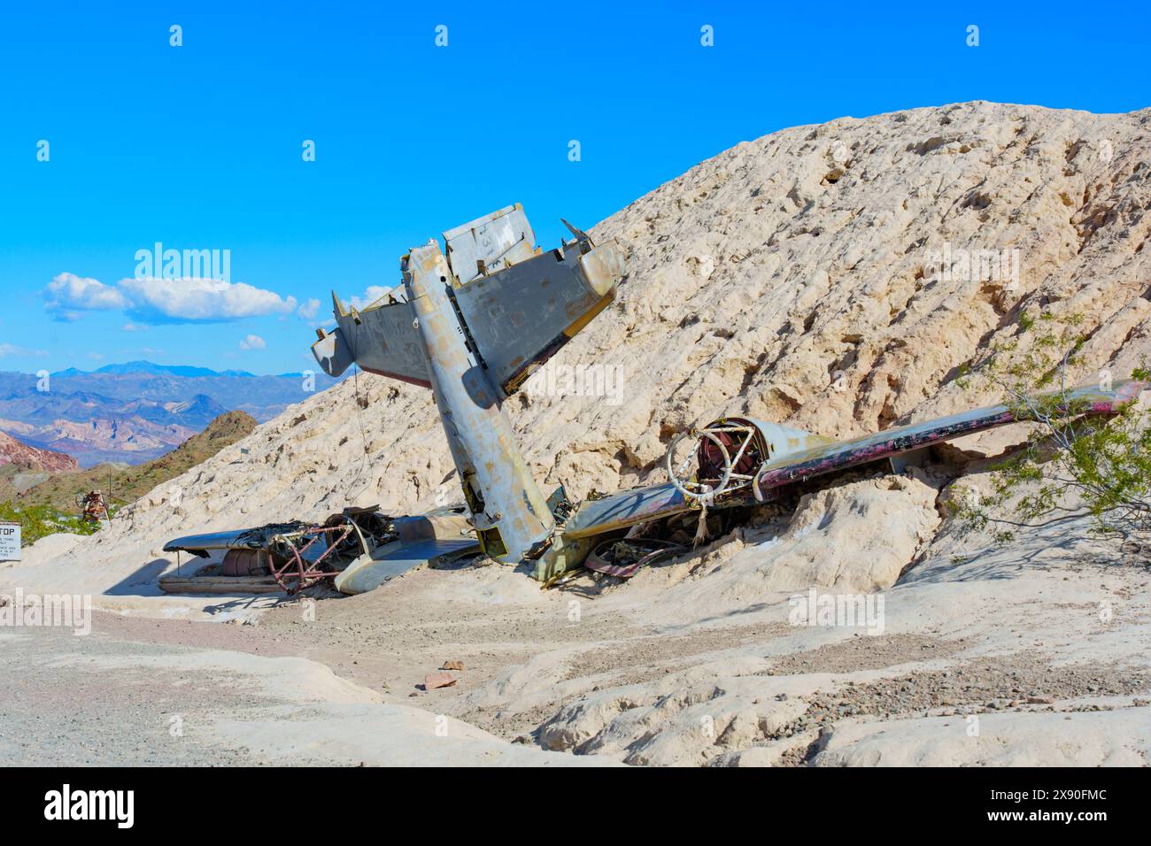 Nelson, Nevada - April 15, 2024: Crash landed aircraft in the middle of ...