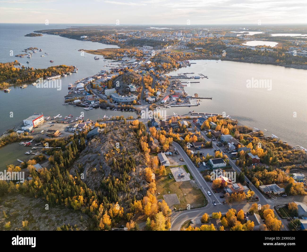 Aerial view of Yellowknife Bay and Old Town in Autumn. Yellowknife ... Aerial view of Yellowknife Bay and Old Town in Autumn. Yellowknife ...