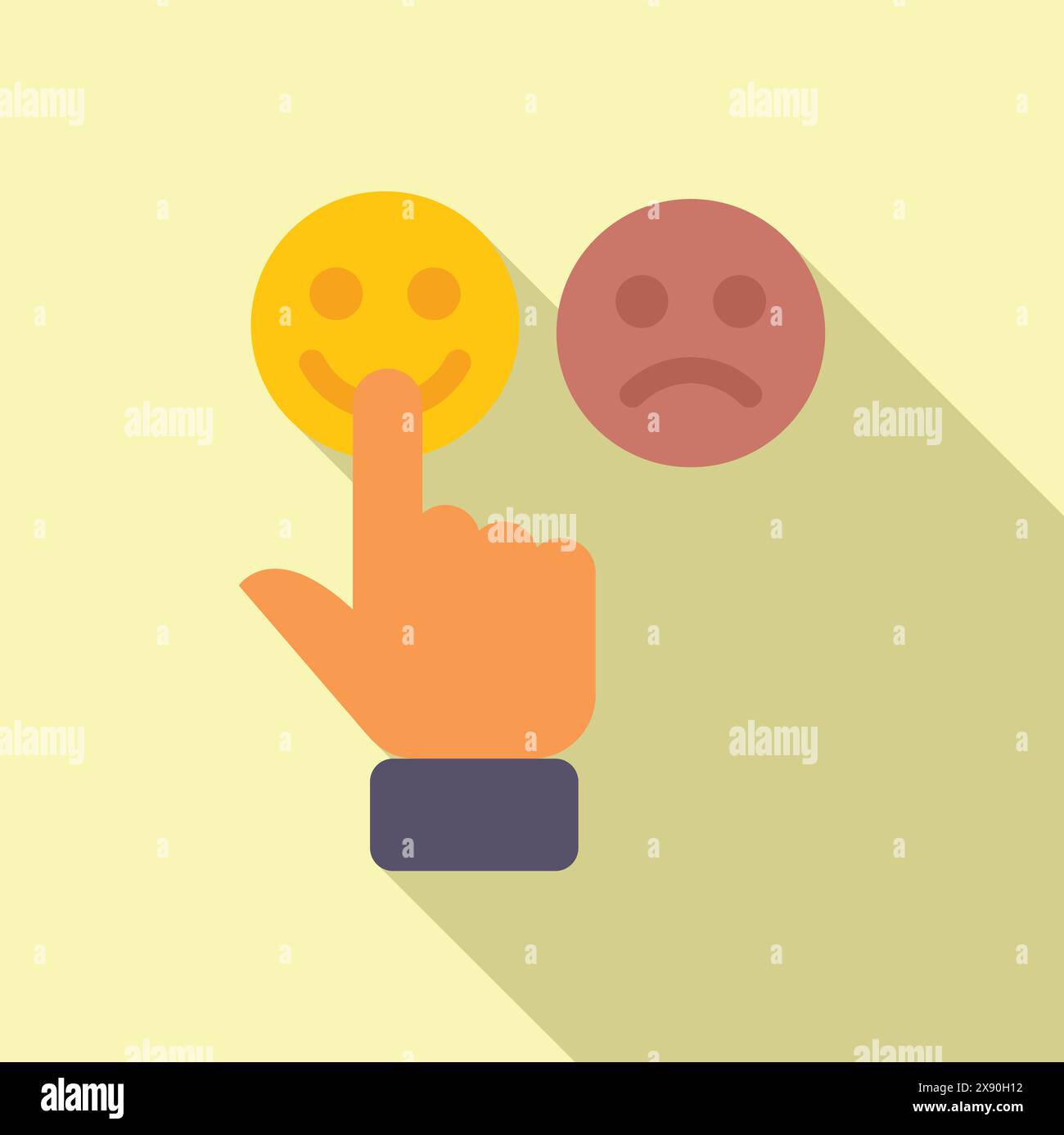 Illustration of hand choosing emotions concept with positive and ...