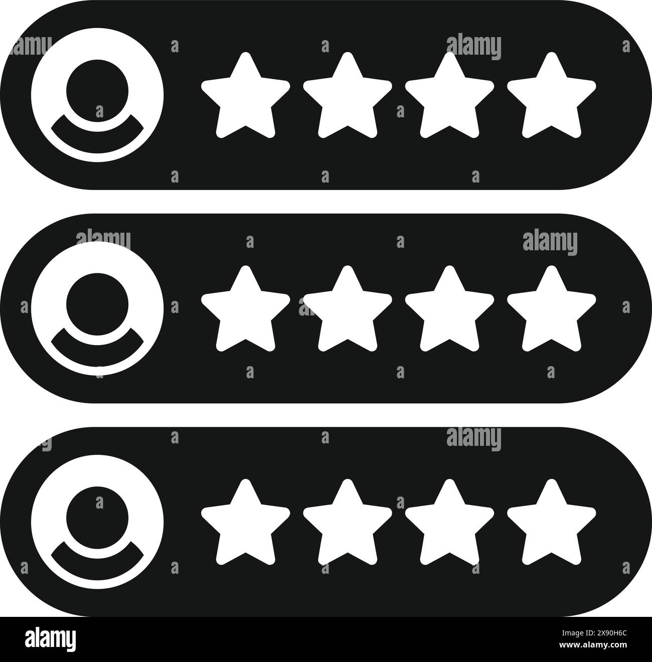Graphic showing a fivestar customer review rating system with profile ...
