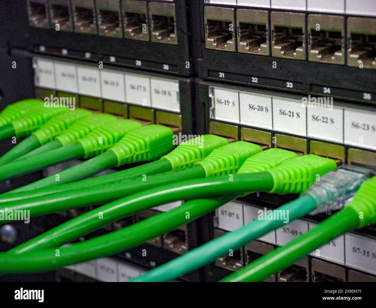 Ethernet cables connected to enumerated labled patch panel Stock Photo ...