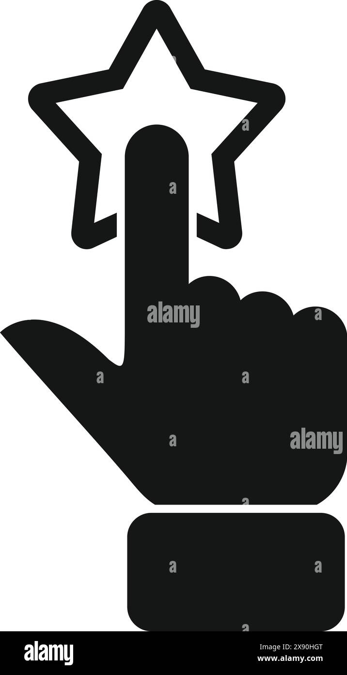 Human hand touching a star icon vector, making a choice, selecting a ...