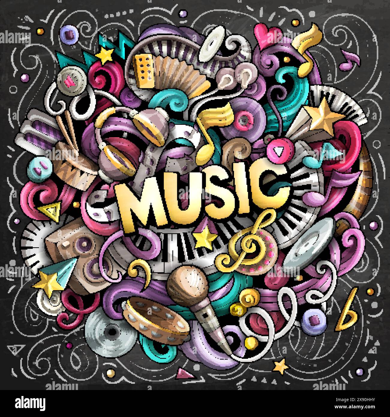 Music hand drawn vector doodles illustration. Musical design. Sound ...