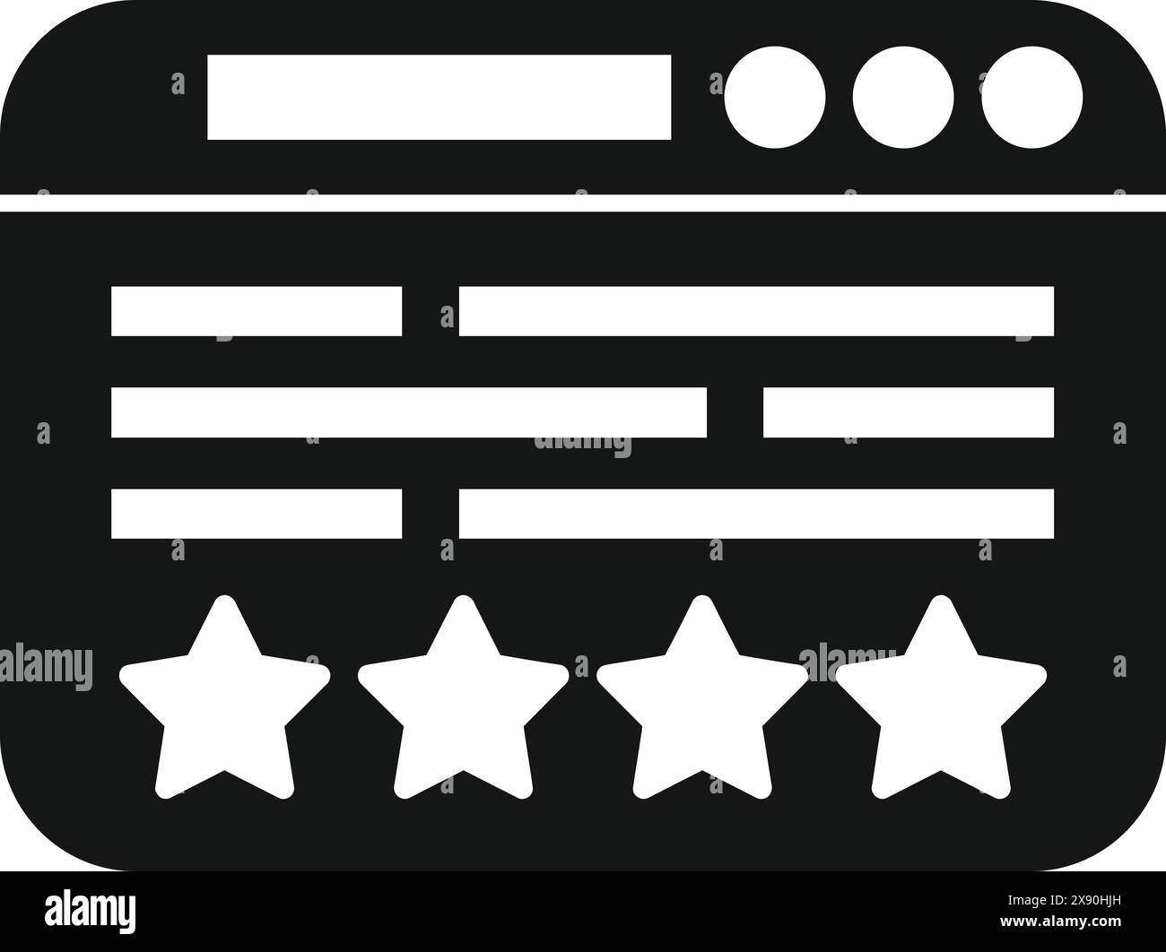 Simplified web browser icon with star rating system on a white ...