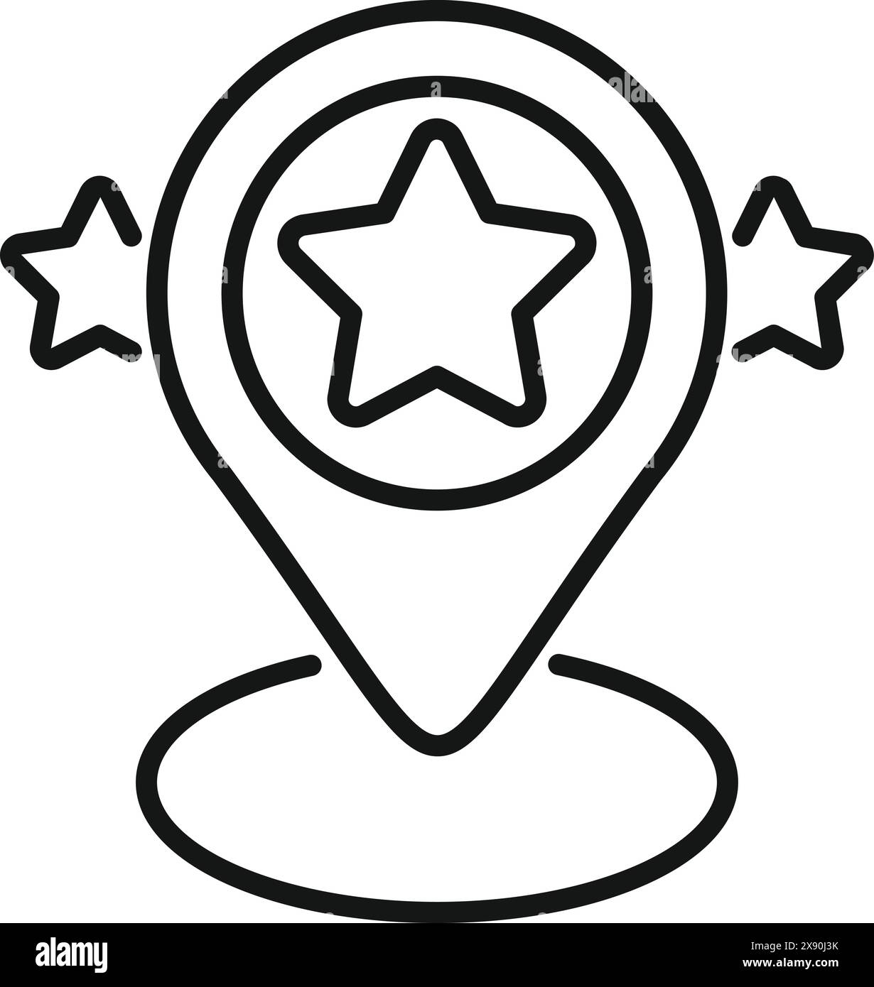 Star location pin icon with vector outline design for map symbol ...