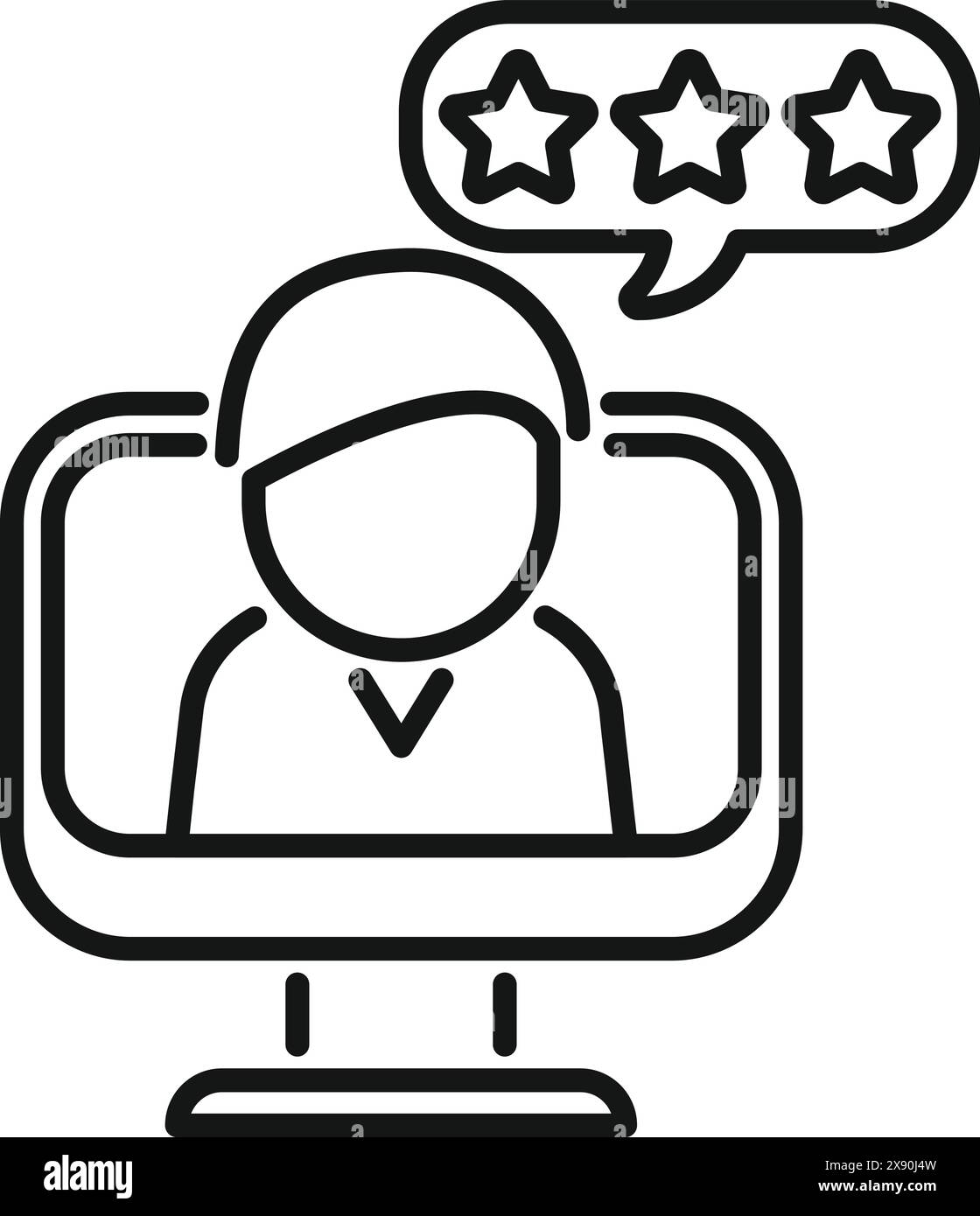 Iconic illustration depicting a person giving a fivestar review on a ...