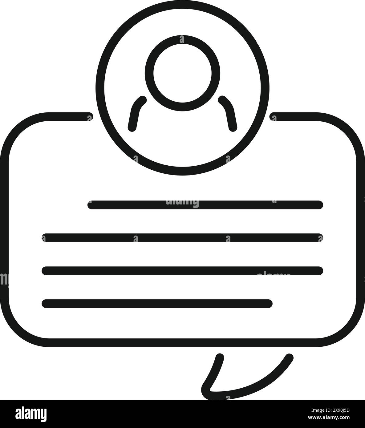 Vector illustration of an outlined speech bubble with user avatar ...