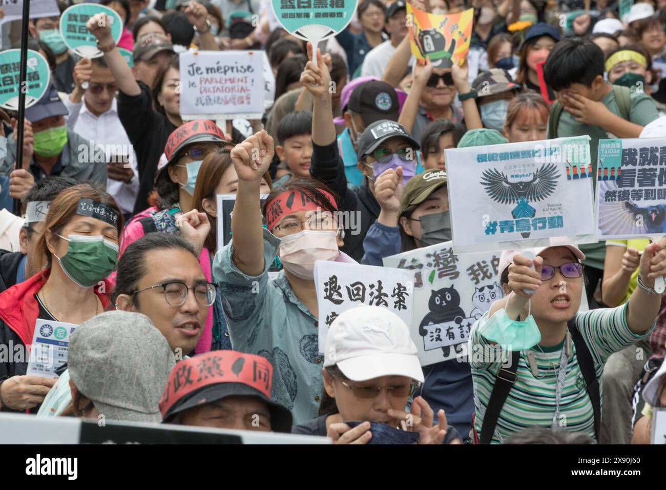 Thousands of activists shout slogan and raise placards a rally during ...