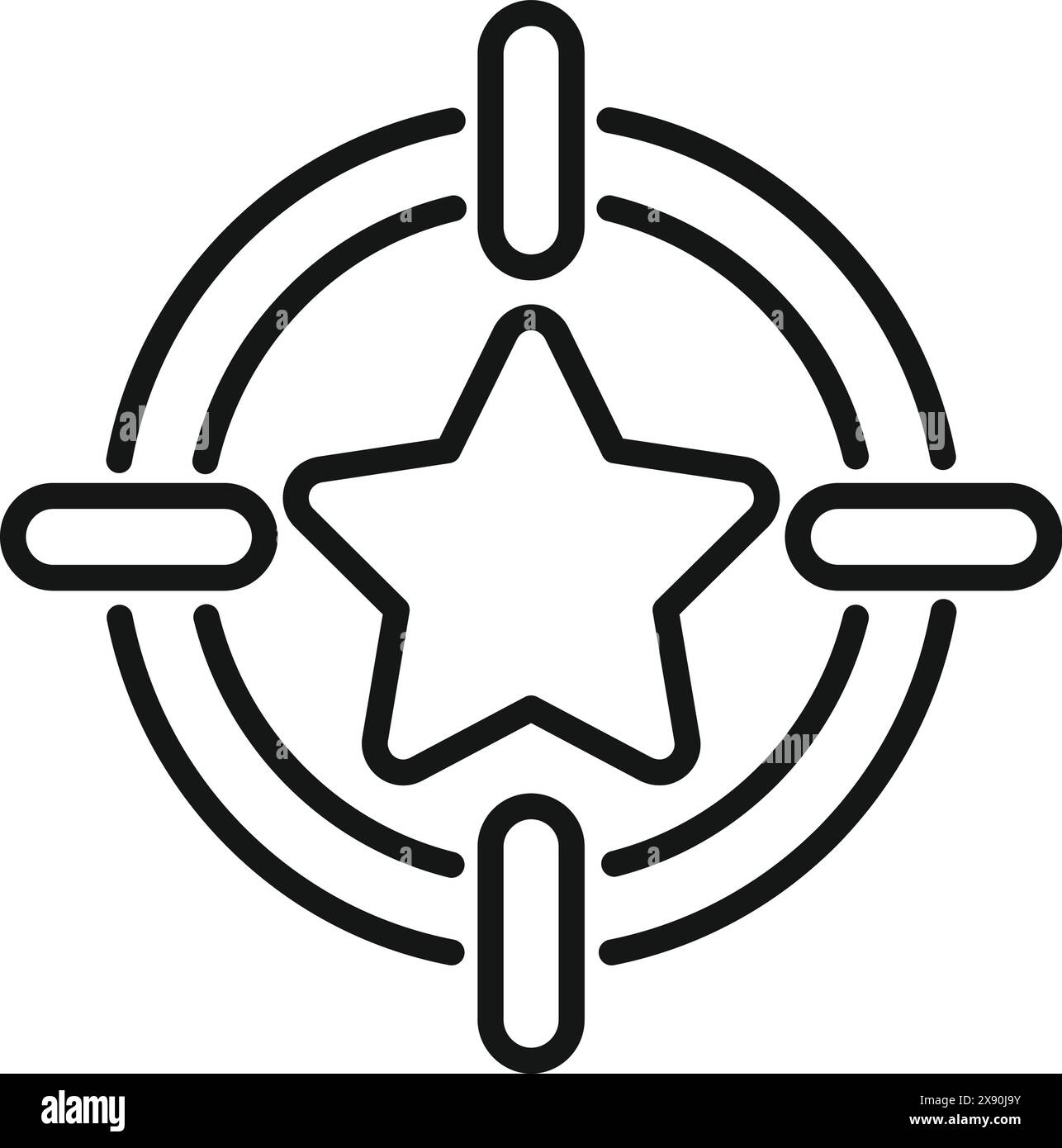 Simplistic line art design of a target with a central star symbol Stock ...