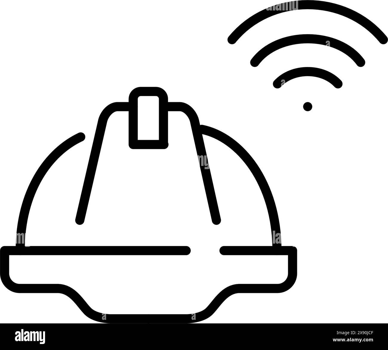 Hard hat and wifi symbol. Digital safety, smart workplace connectivity and solutions. Pixel ...