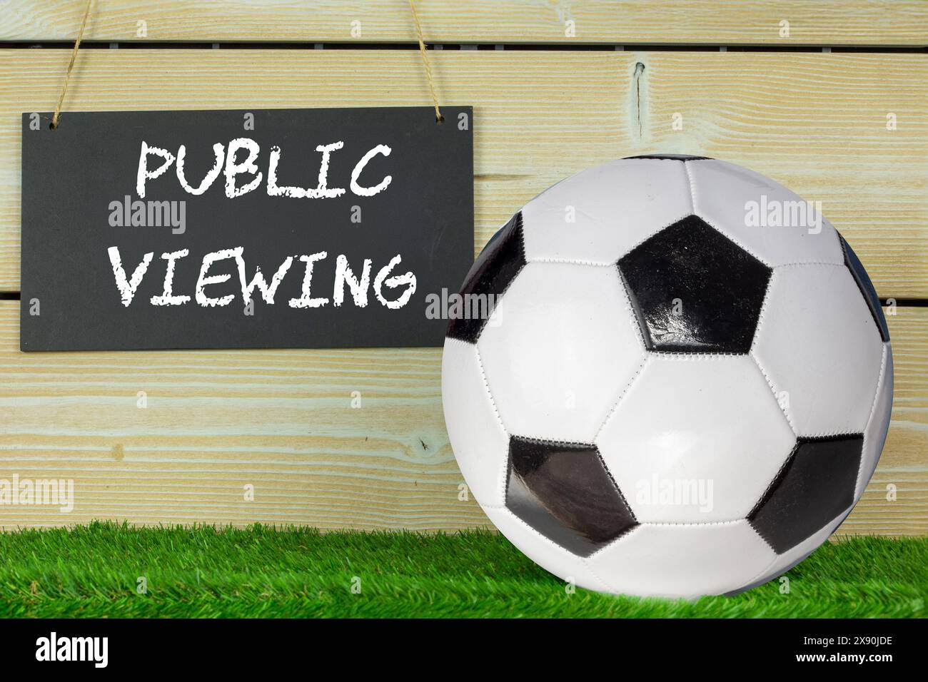 Symbol image Public Viewing (Football): Sign on a wooden board with the ...
