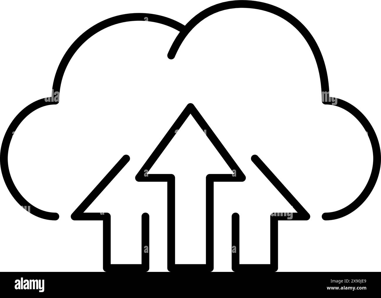Cloud and arrows up. File synchronization using modern digital technology. Pixel perfect vector ...