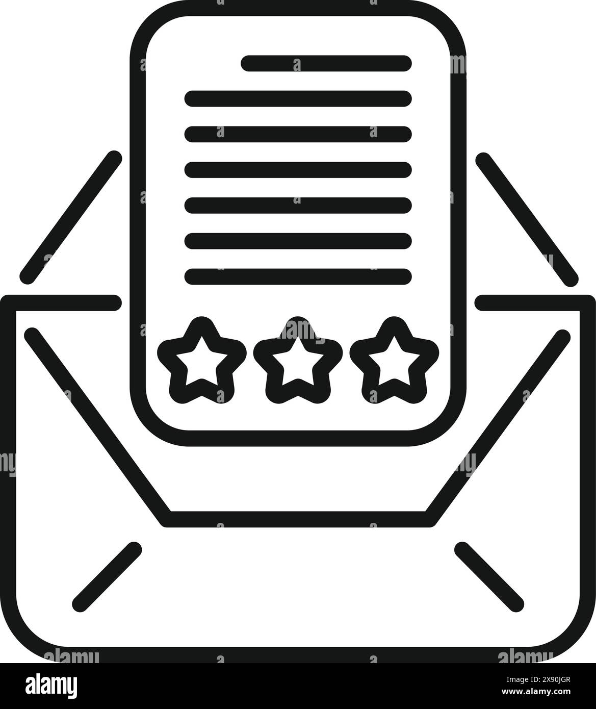 Black and white line icon featuring an envelope with a document ...