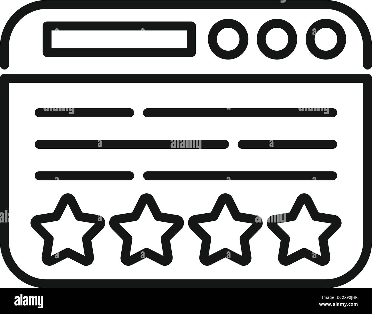 Illustration of a web browser window with a fourstar customer rating ...