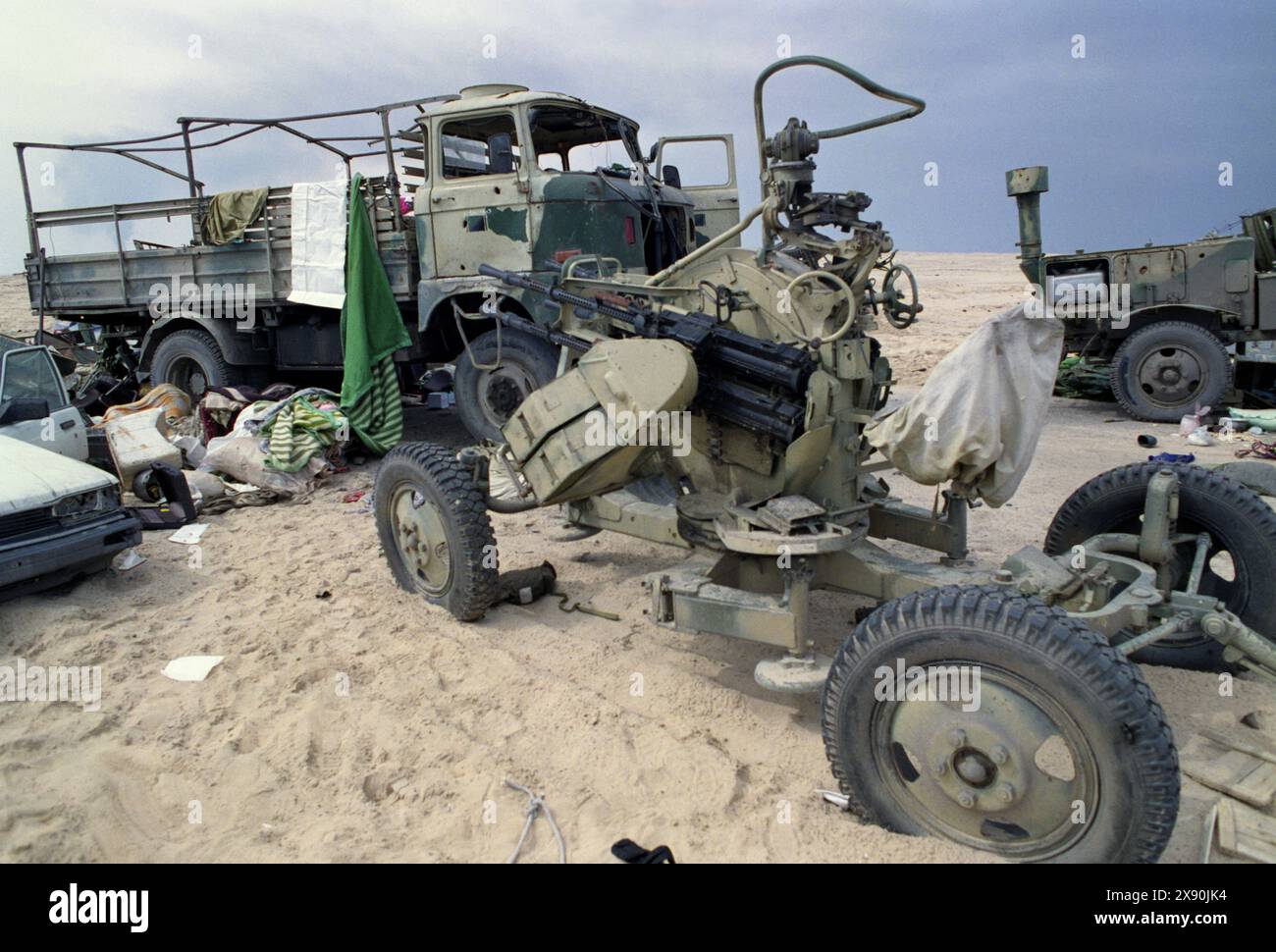 4th March 1991 A Soviet ZPU-4 14.5mm KPV four-wheeled towed anti ...