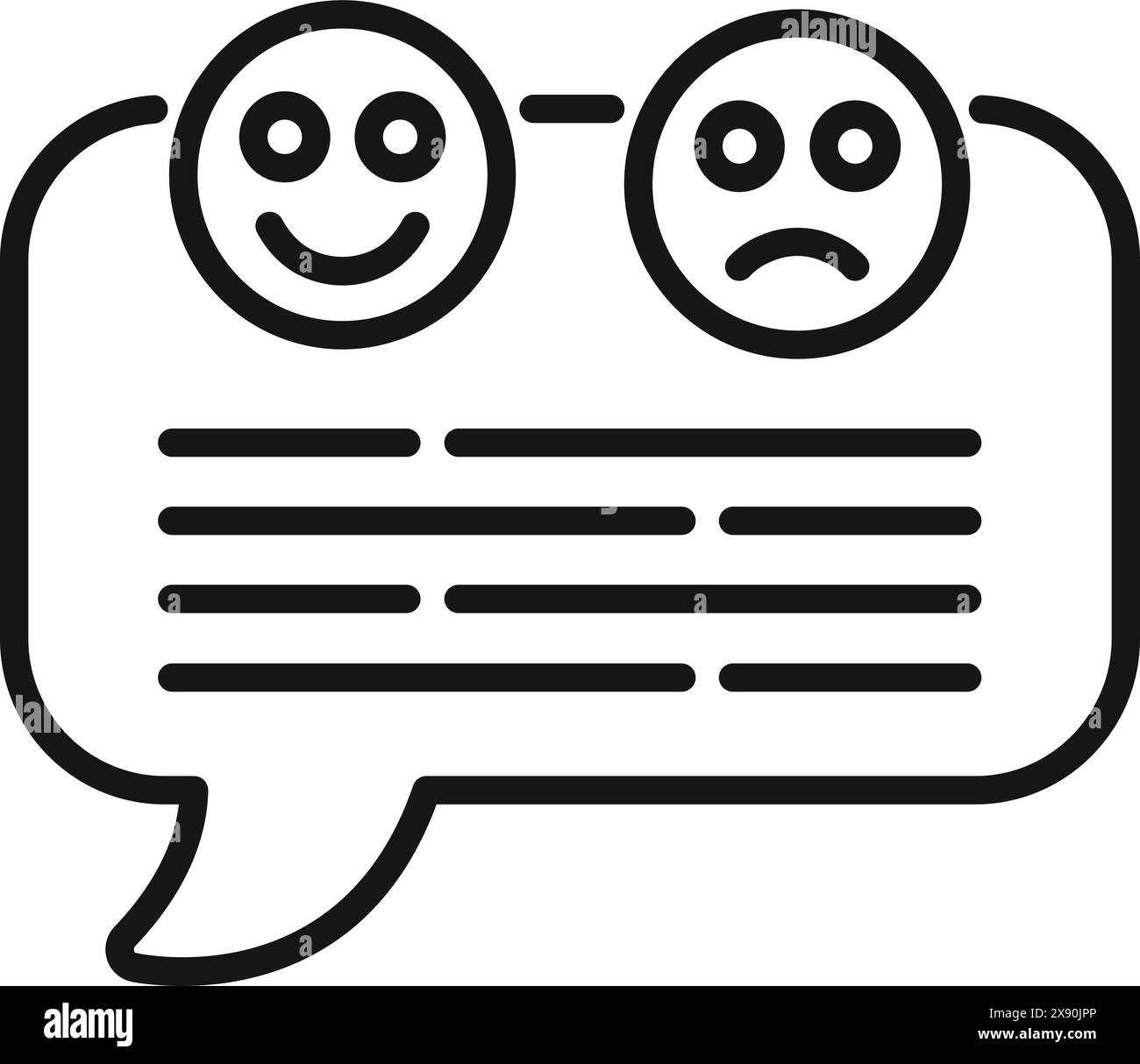 Vector icon illustration of a customer feedback message with happy and ...