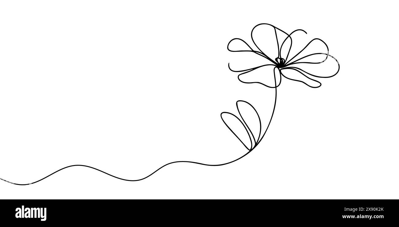 The flower is drawn as a continuous line. Vector illustration Stock ...