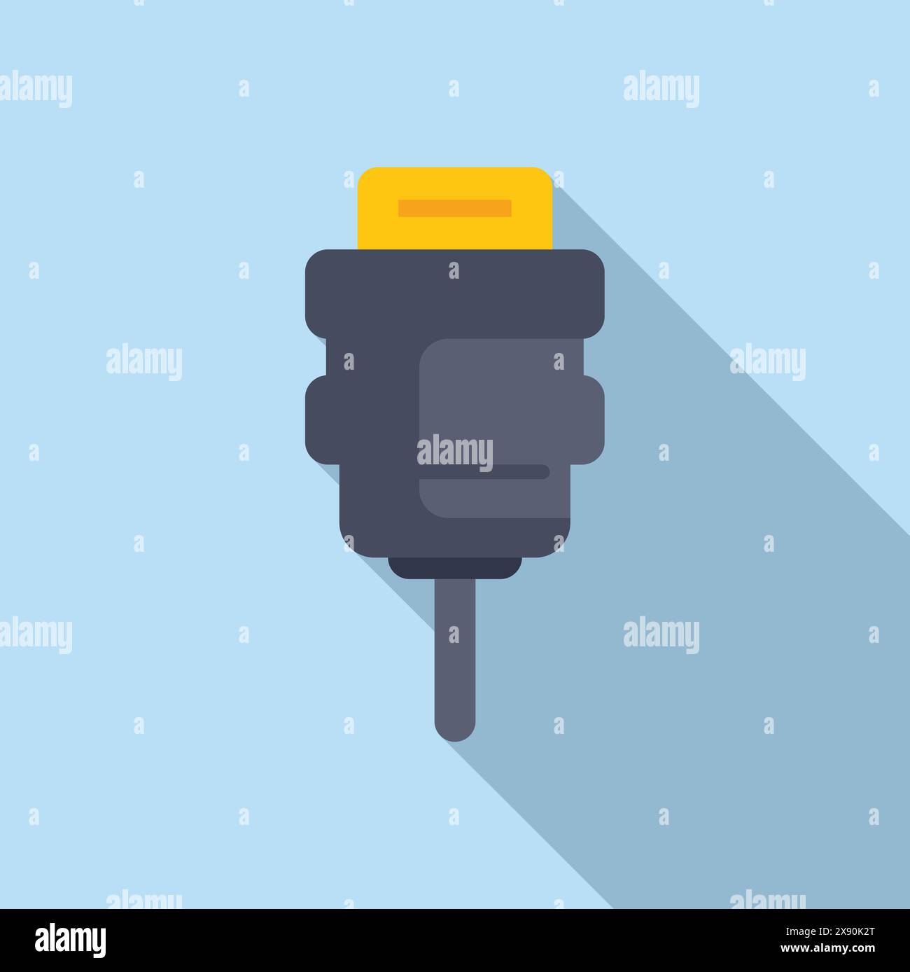 Flat design of a power plug icon with shadow on a blue background ...
