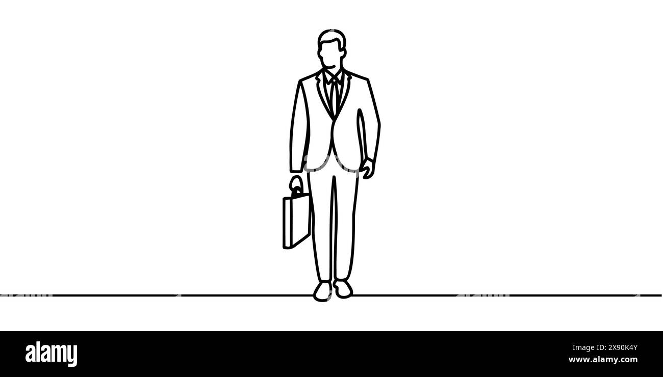 continuous one line drawing of walking businessman in suit Stock Vector ...