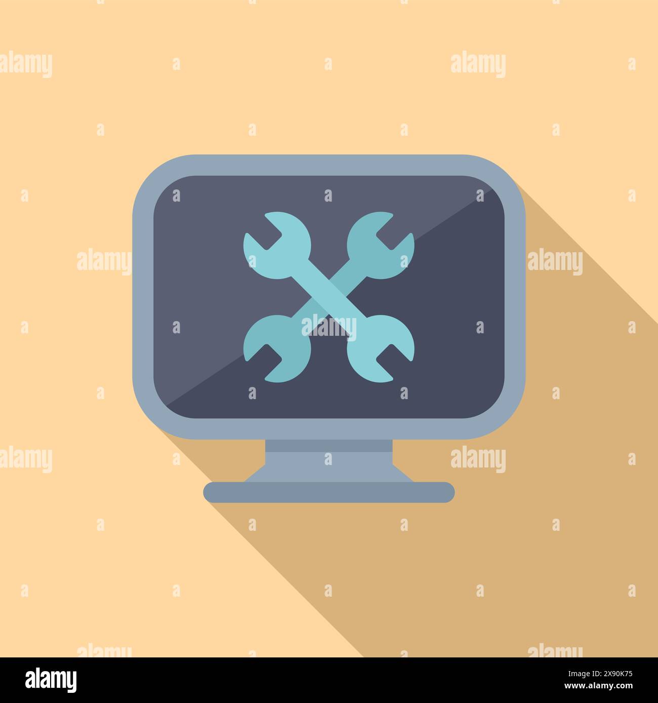 Illustration of a computer monitor with spanner symbols, representing ...