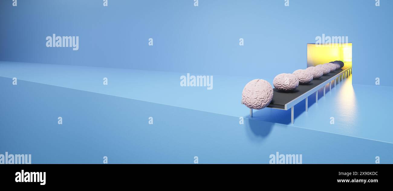 Artificial Intelligence hype concept, Humanoid brains falling off a ...