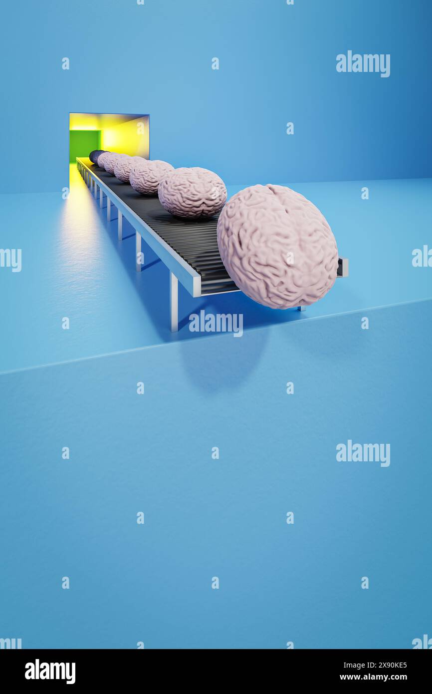 Artificial Intelligence hype concept, Humanoid brains falling off a ...